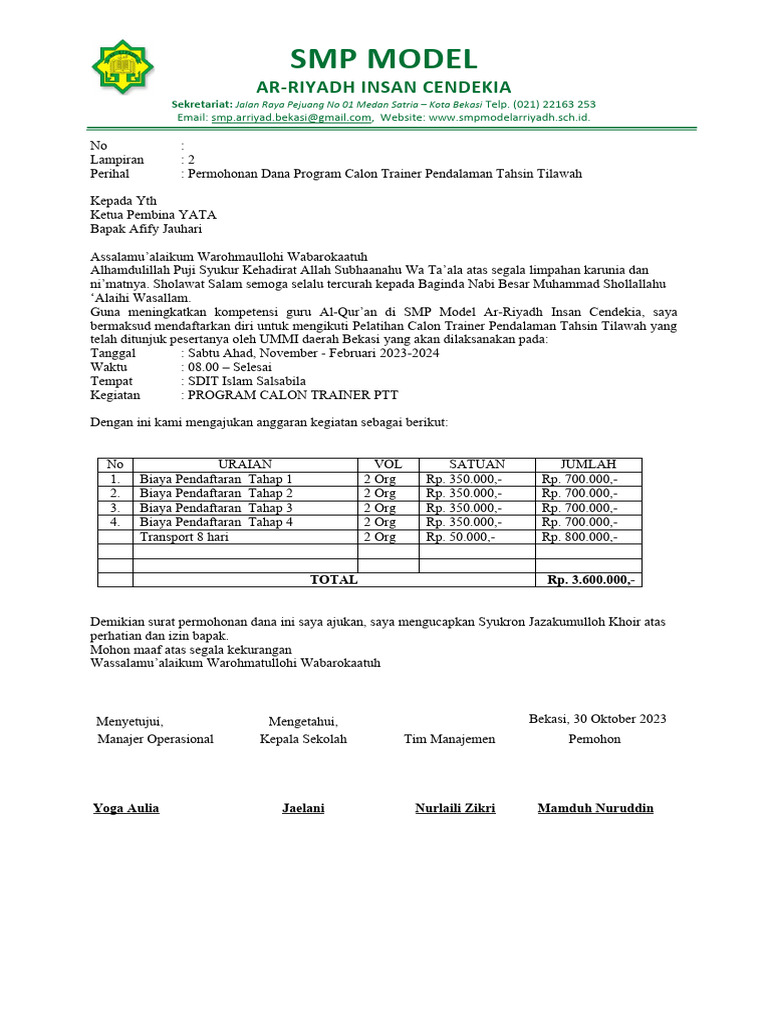 Permohonan Dana PTT | PDF
