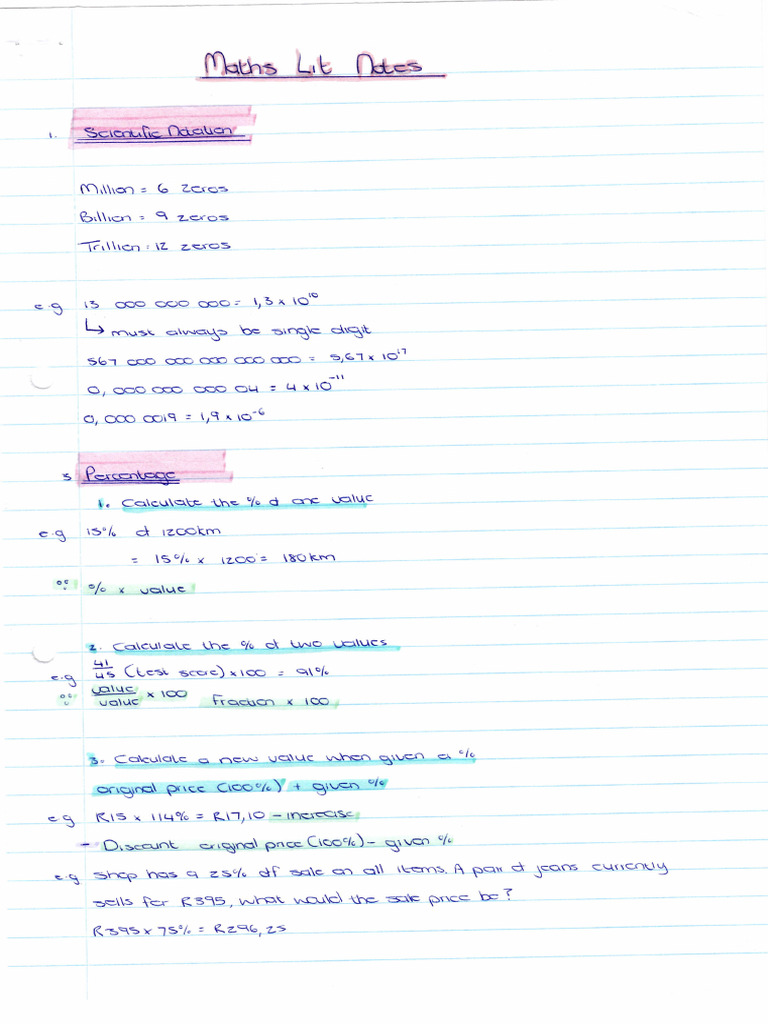 Math Lit Notes | PDF