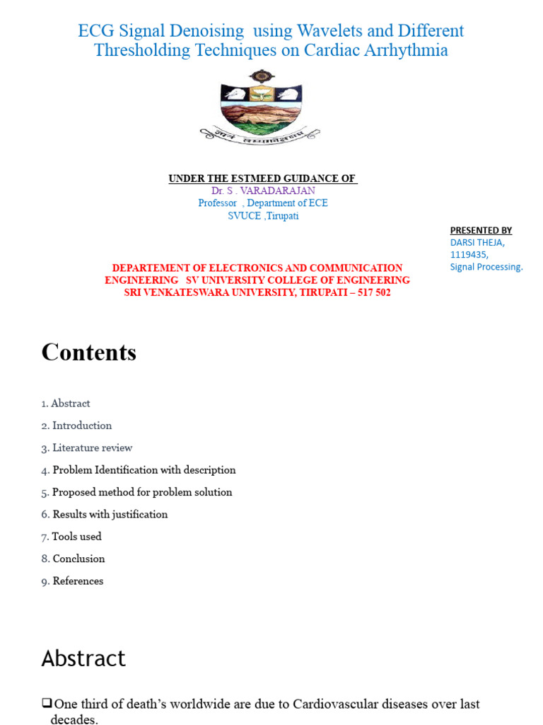ECG Signal Denoising Using Wavelets and Different Thresholding | PDF