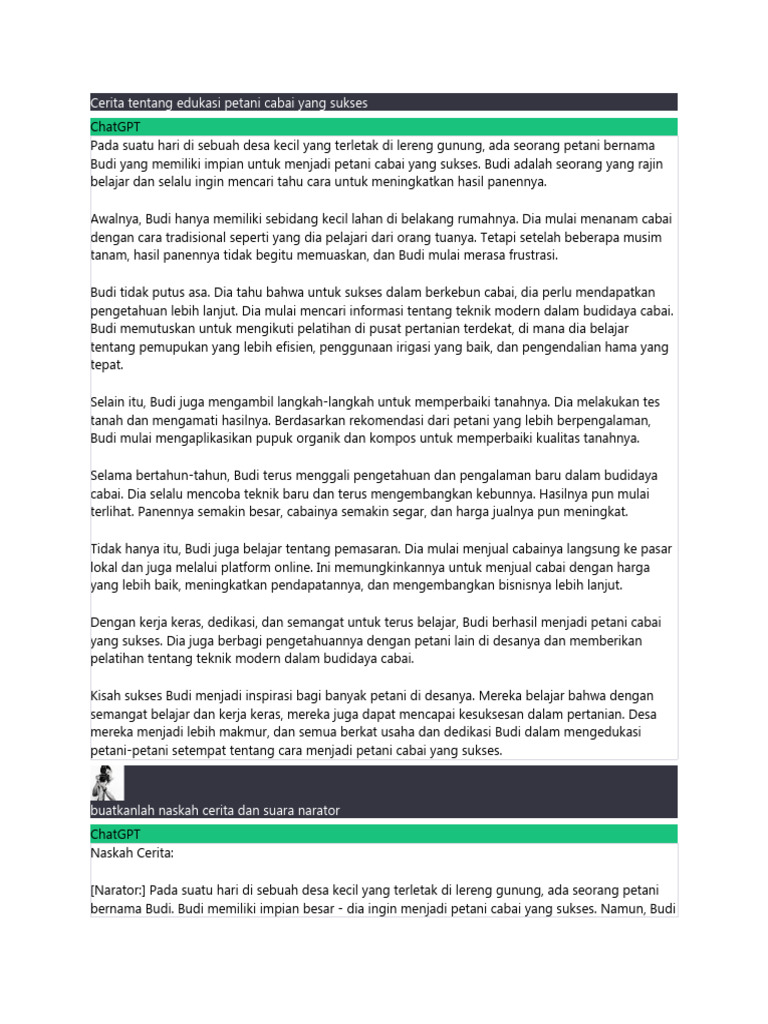 Cerita Tentang Edukasi Petani Cabai Yang Sukses | PDF