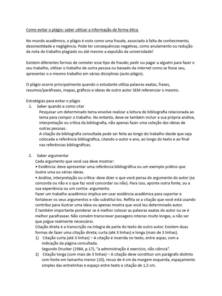 Como evitar o plágio | PDF
