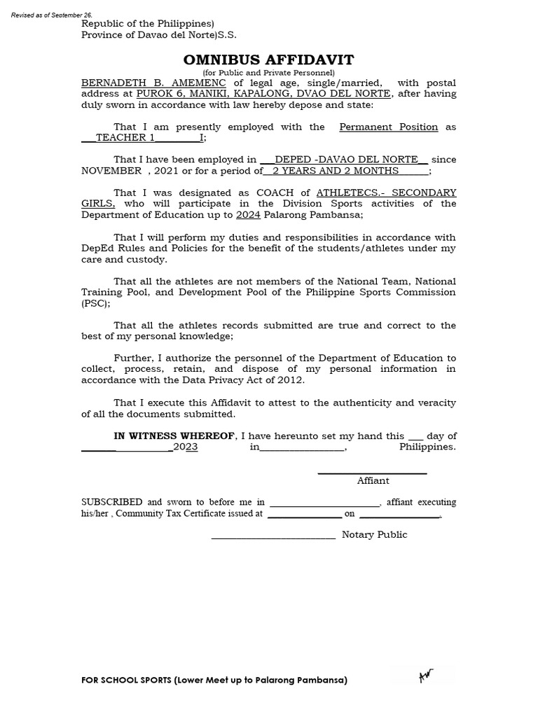 C 2020 Omnibus Affidavit | PDF