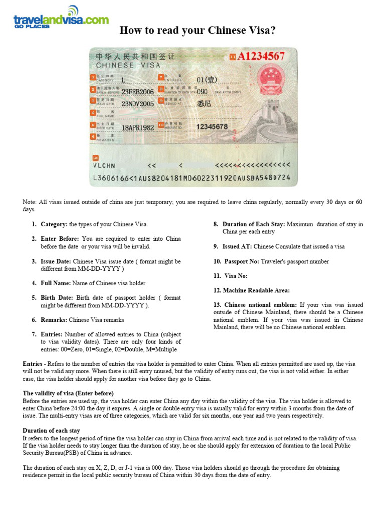 How To Read Your Chinese Visa | PDF | Finance & Money Management | Law