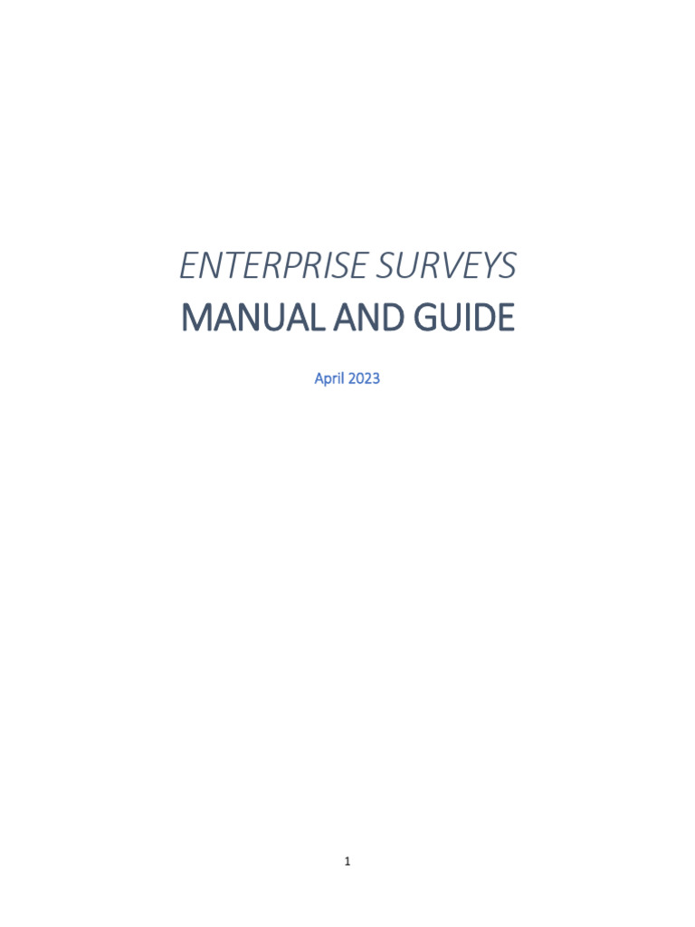 Enterprise Surveys_Manual and Guide | PDF | Sampling (Statistics) | Survey Methodology