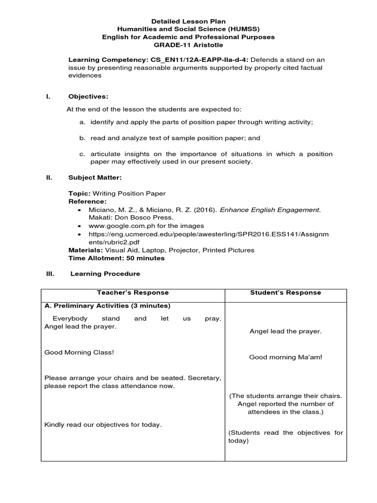 Detailed Lesson Plan 1 | PDF