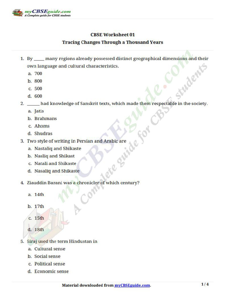7 Soical Science Ws ch1 1 | PDF