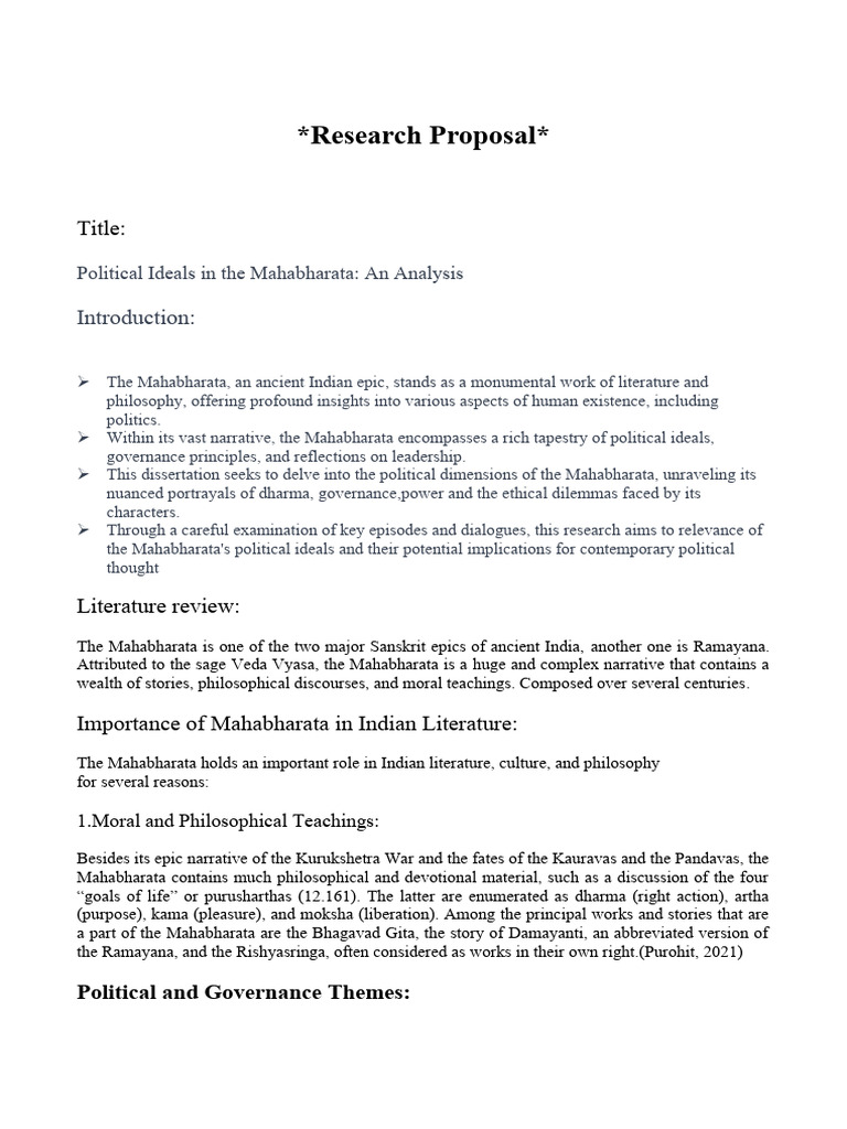 Research Proposal | PDF | Mahabharata