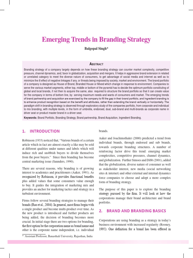 Emerging Trends in Branding Strategy | PDF