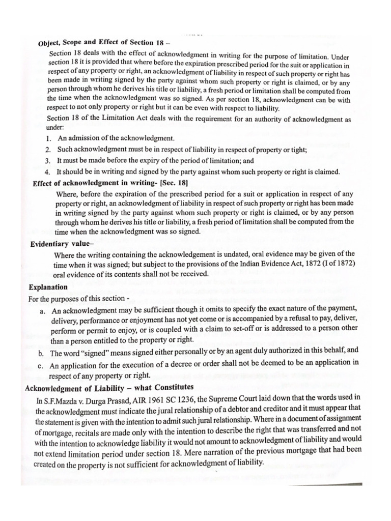 Object, Scope and Effect of Section 18 | PDF