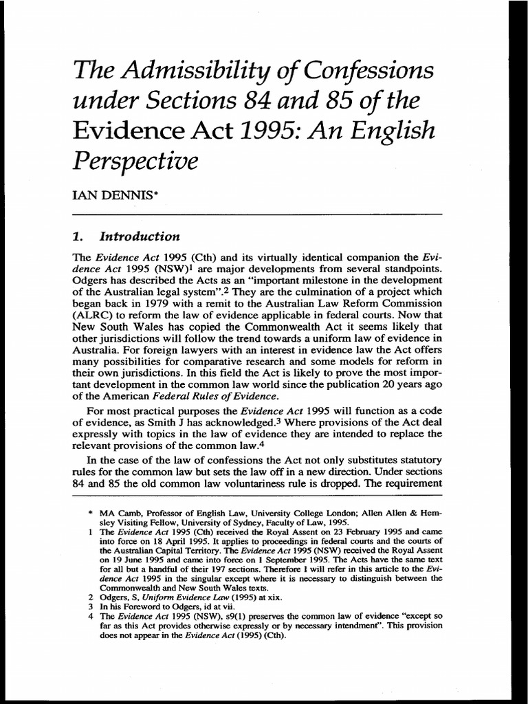 The Admissiblity of Confessions Under Sections 84 and 85 | PDF ...