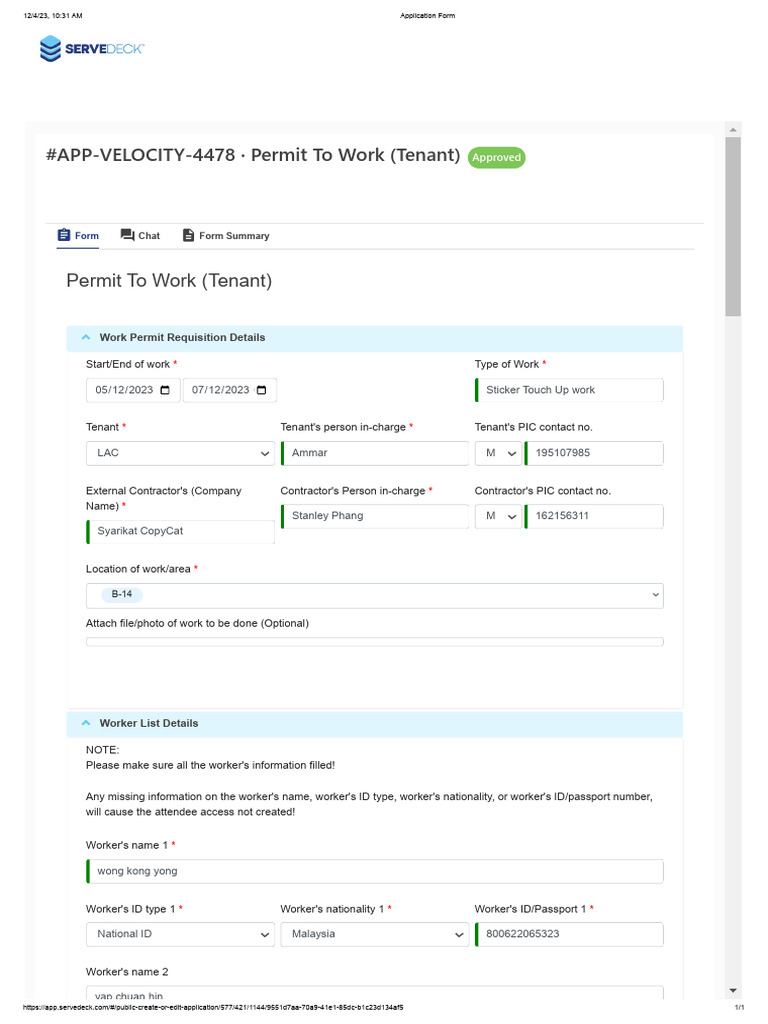 Tenant Work Permit Approval | PDF