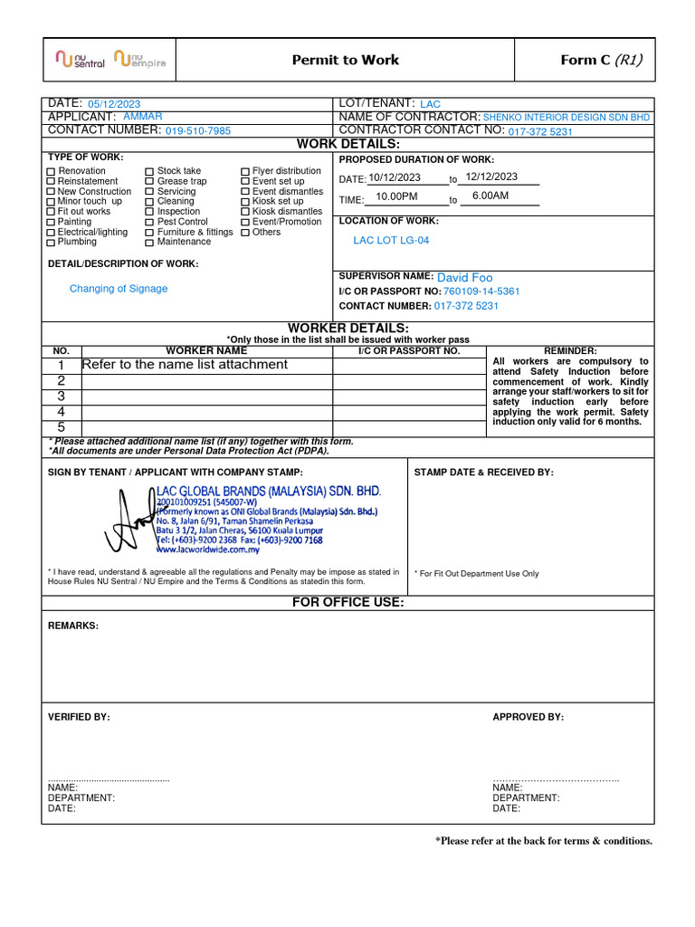 NU Sentral Work Permit Application Guide | PDF | Private Law | Common Law