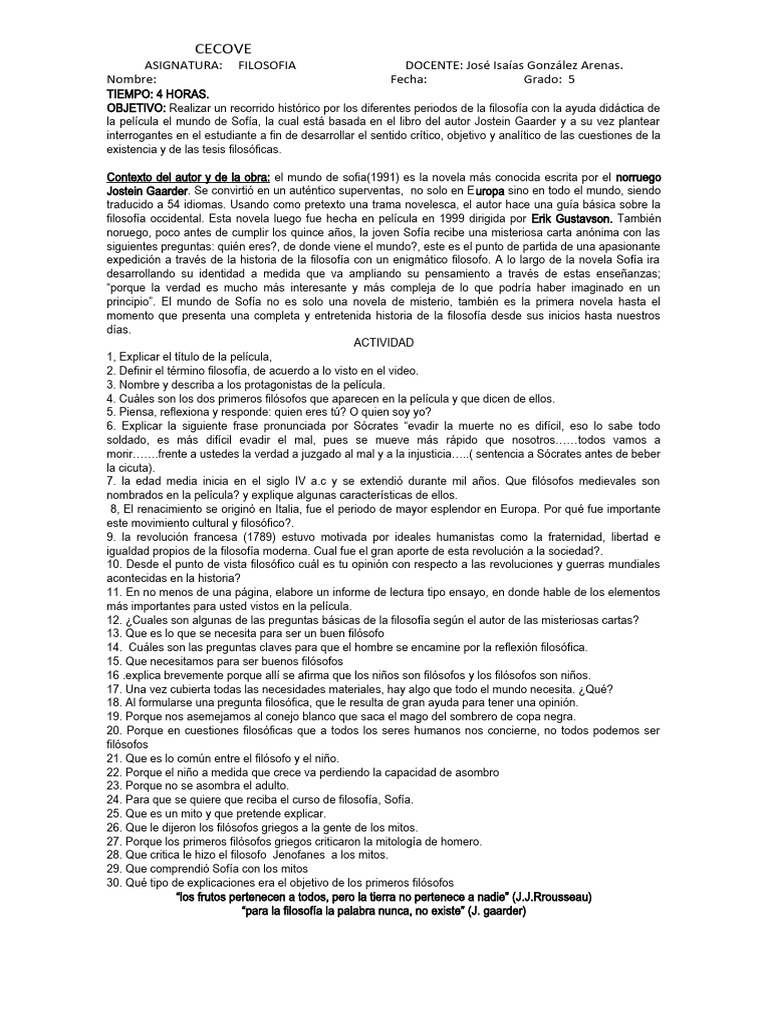 el mundo de sofia cine forro (2) | PDF