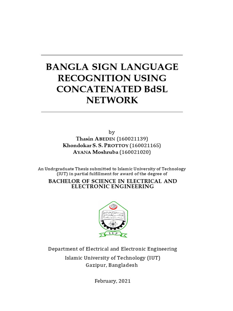 BANGLA SIGN LANGUAGE RECOGNITION USING CONCATENATED BDSL NETWORK | PDF ...