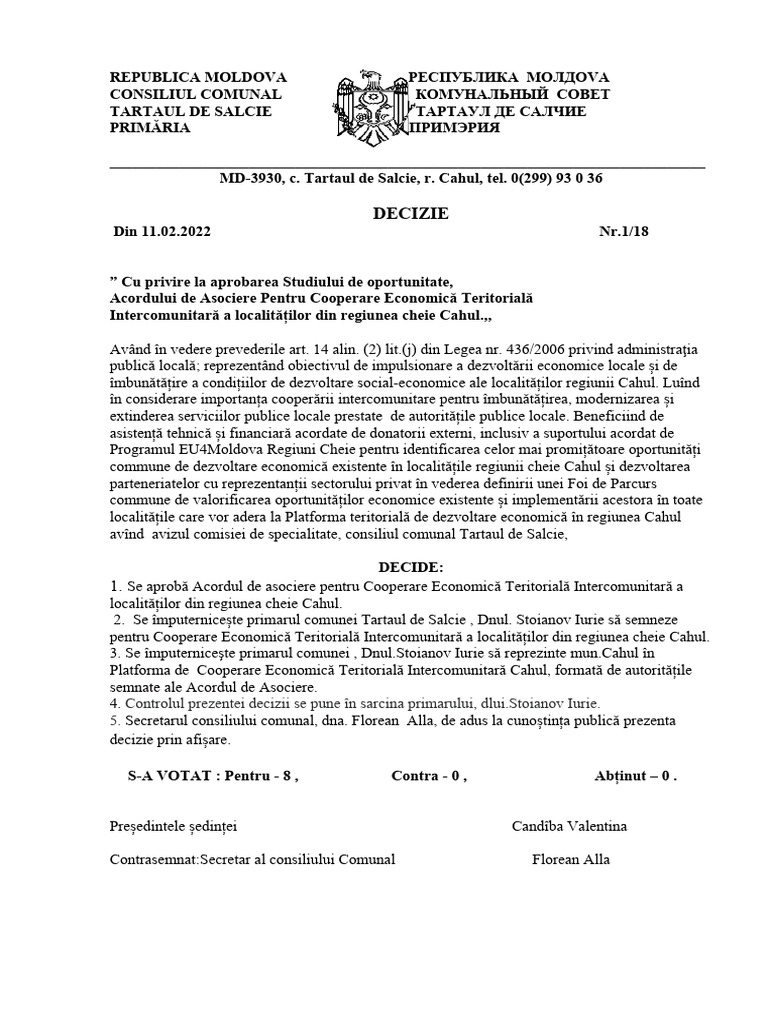 Proiect de Decizie 2022 | PDF