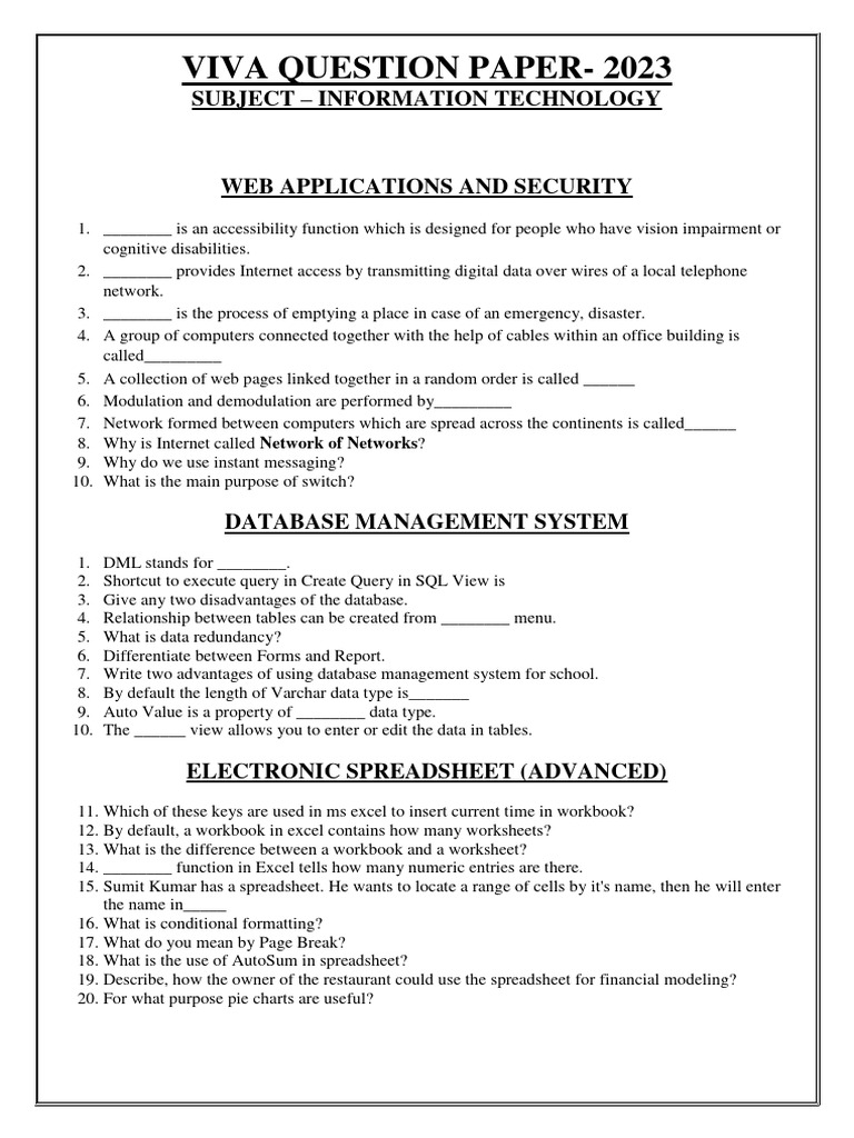 IT Question Paper | PDF | Computers