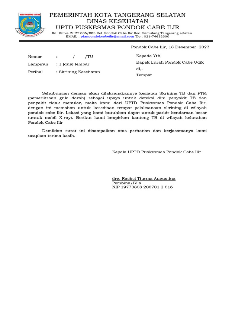 Surat Skrining Kesehatan | PDF