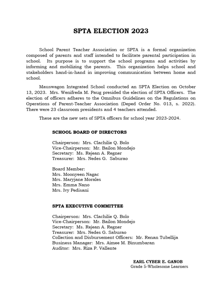 Article SPTA ELECTION 2023 | PDF