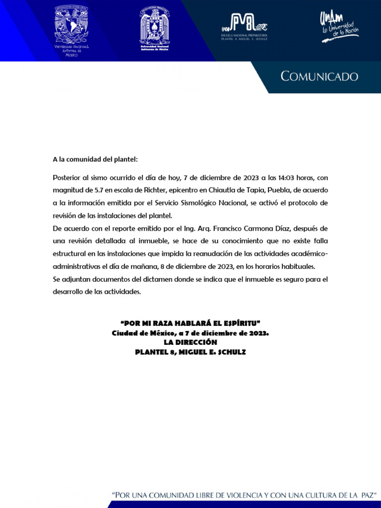 Comunicado 7 de diciembre de 2023 (1) | PDF