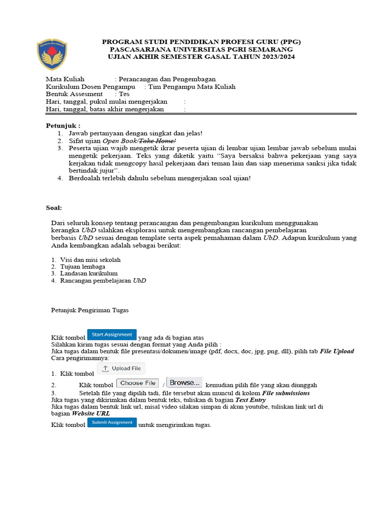 UAS Prajab Gel 1 Semester 1 Tahun 2023 MAKUL PPK Final | PDF | Karier & Perkembangan