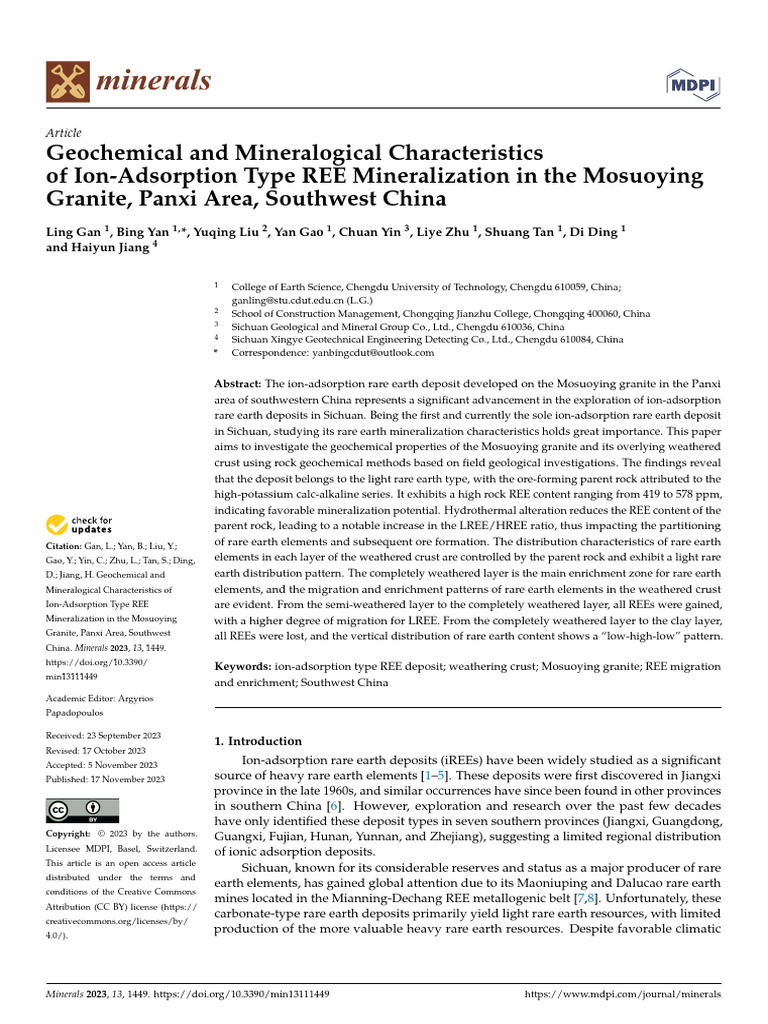 Geochemical and Mineralogical Characteristics of I | PDF | Rock (Geology) | Minerals