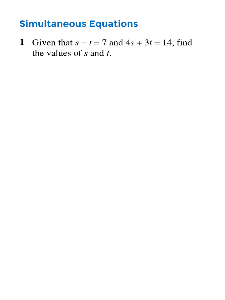 Maths Y9 - Simultaneous Equations | PDF