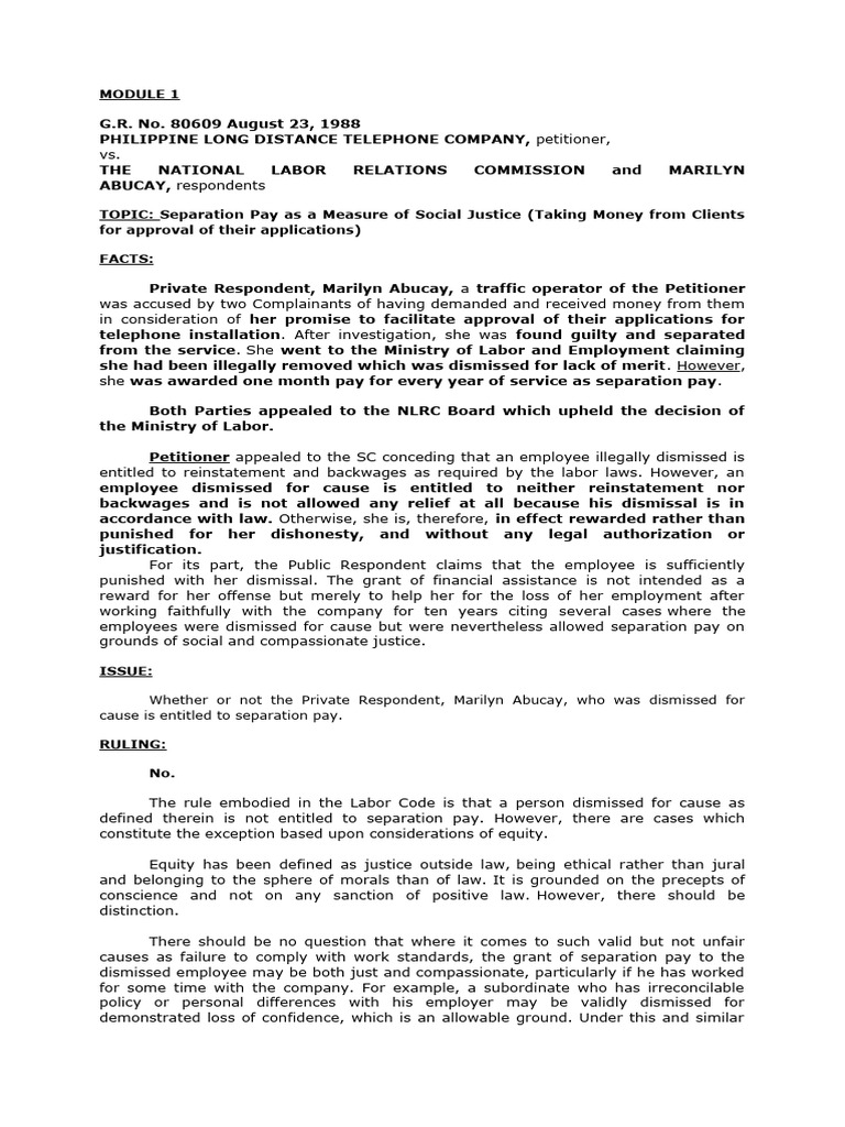 Labor Rev Cases - Case Digest - Module 1 | PDF