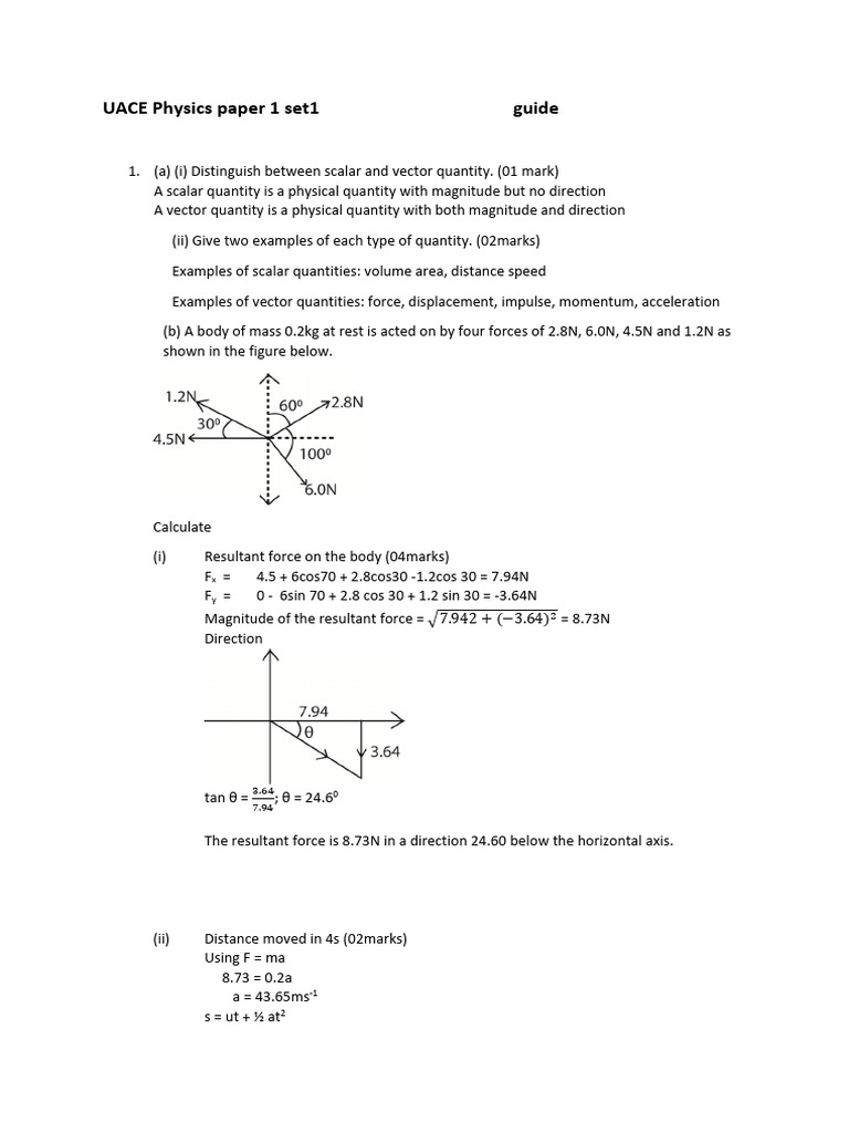 UACE Physics Paper 1 Set1guide | PDF