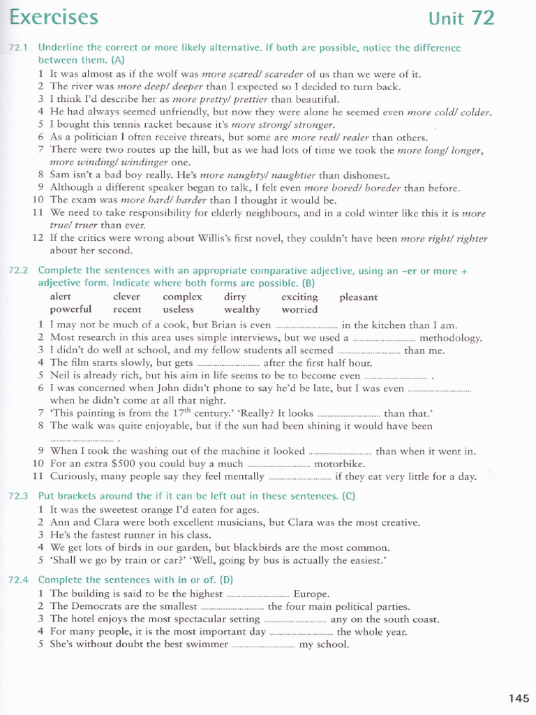 Comparison of Adj Exercises | PDF