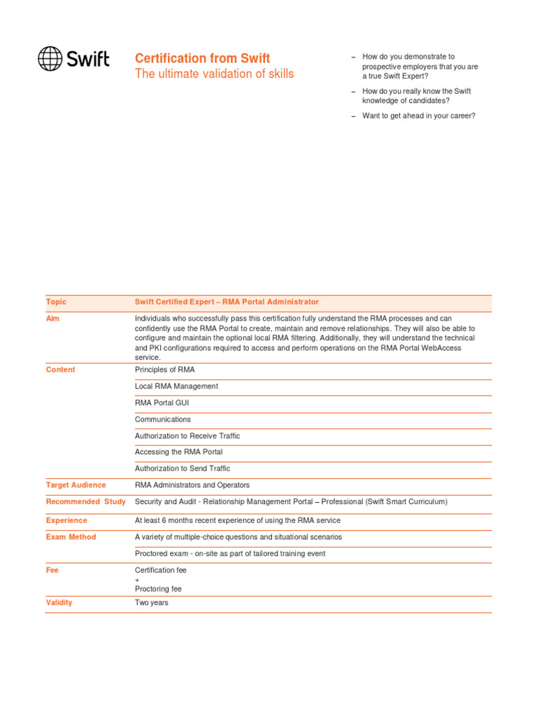 Certification Summary Rma Portal Administrator | PDF