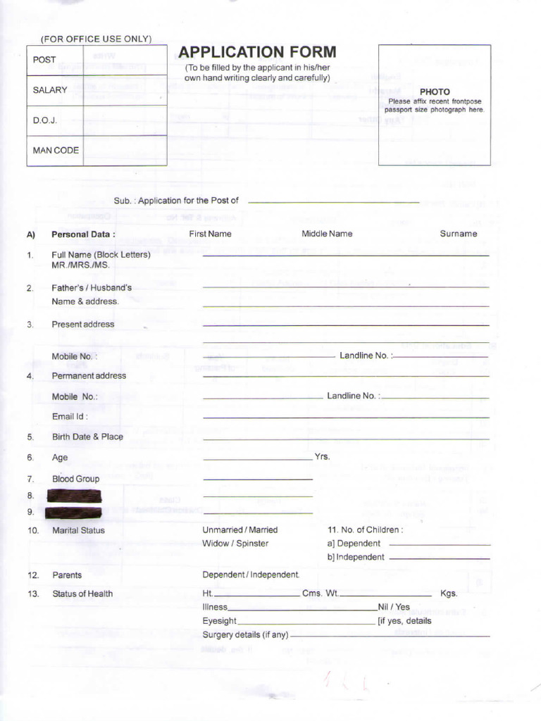 APPLICATION FORM off roll | PDF