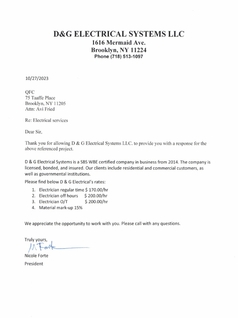 D G Electrical Systems Electrical Services Estimate | PDF