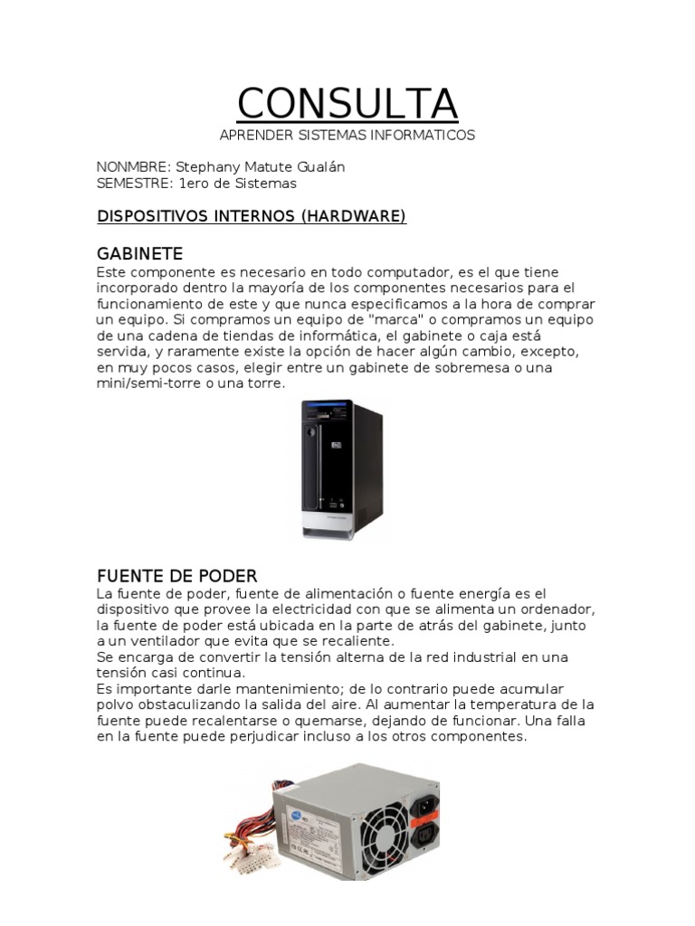 Componentes de Case | PDF | Memoria de acceso aleatorio | Memoria del ...