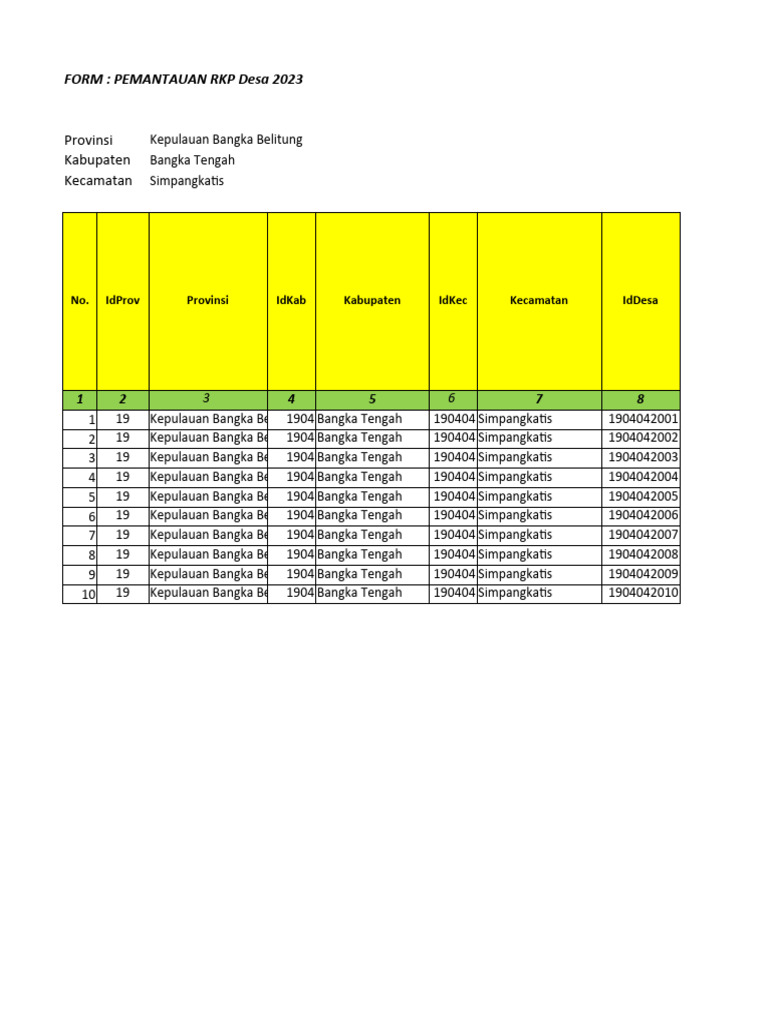Tingkat Desa - Matrik Pemantauan Perencanaan Desa 2024 | PDF