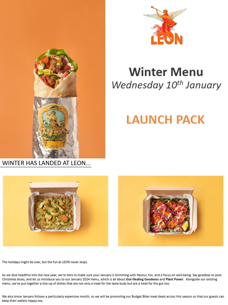 Menu Launch Pack - WINTER LAUNCH - January 2024 | PDF