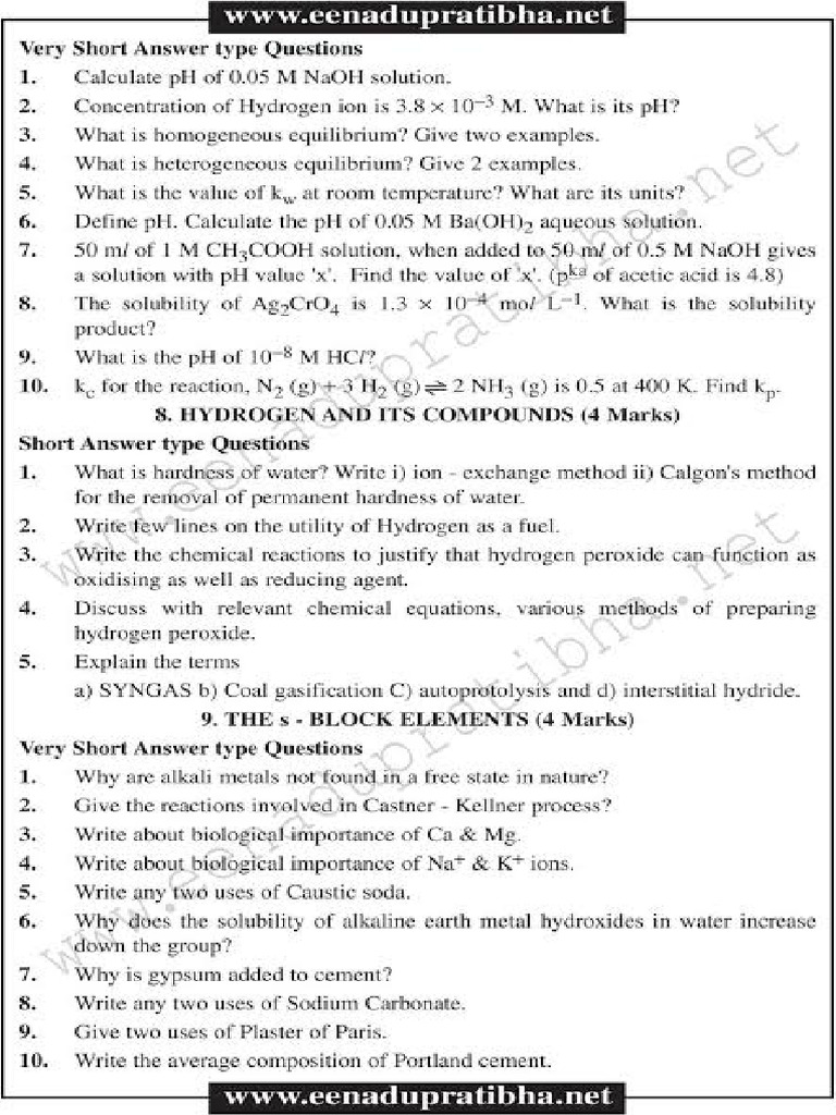 Chemistry Imp Questions | PDF