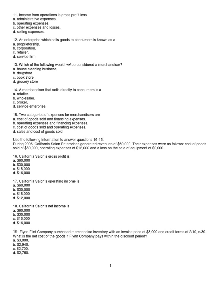 ACCY 201 Exam 2 Study Guide | PDF | Cost Of Goods Sold | Inventory ...