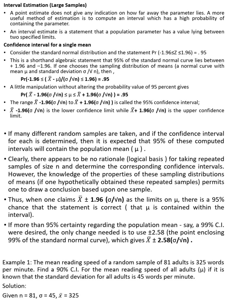 Lecture 4 - 1 Interval Estimation | PDF