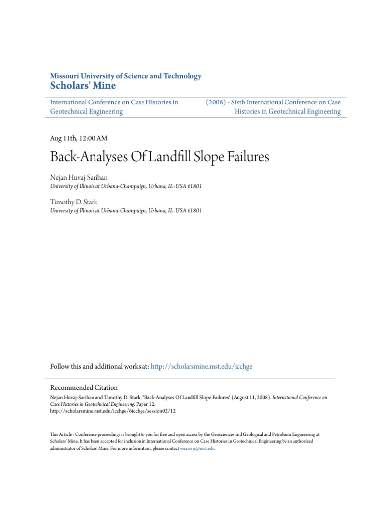 Back-Analyses of Landfill Slope Failures | PDF