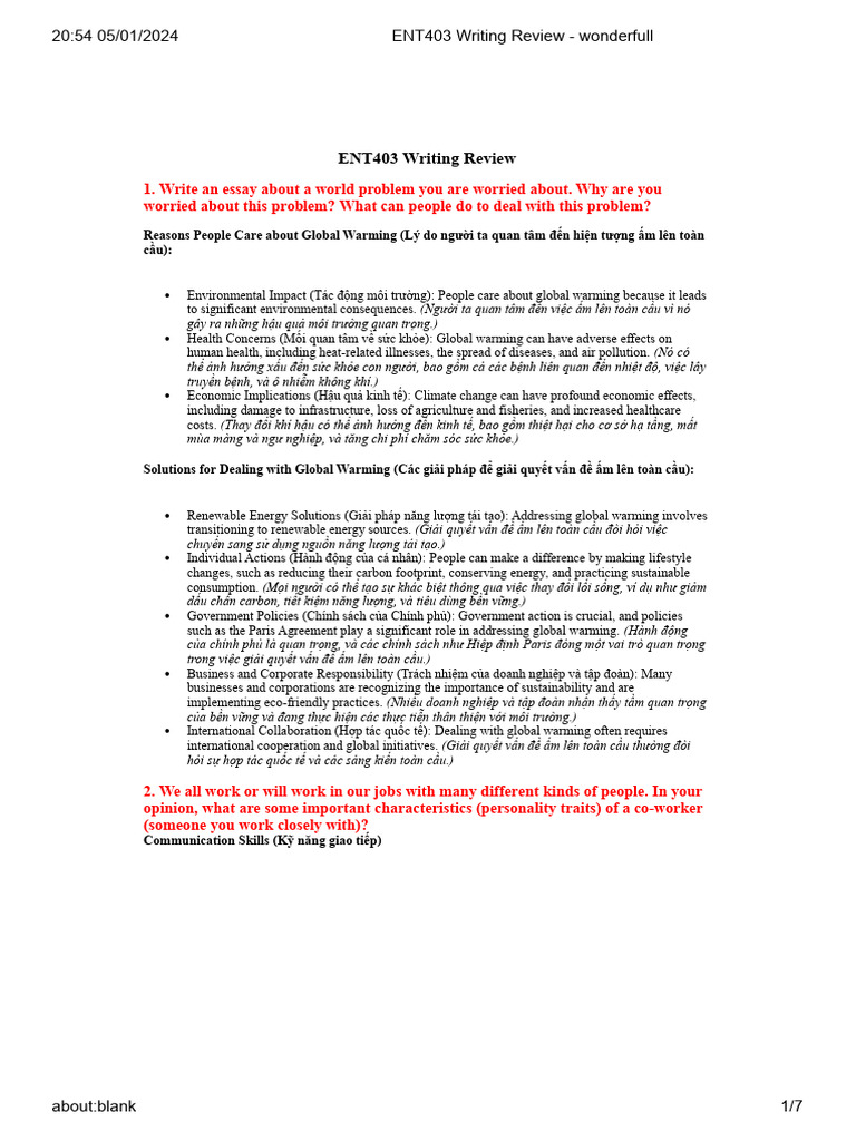 ENT403 Writing Review - Wonderfull | PDF