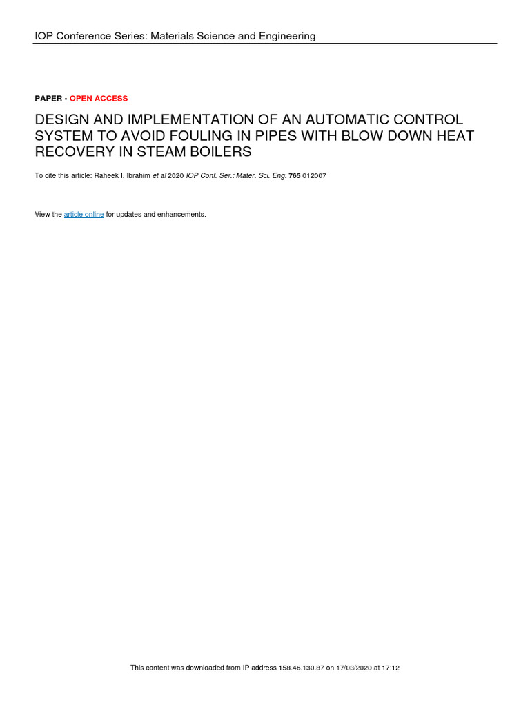 Design and Implementation of An Automatic Control | PDF