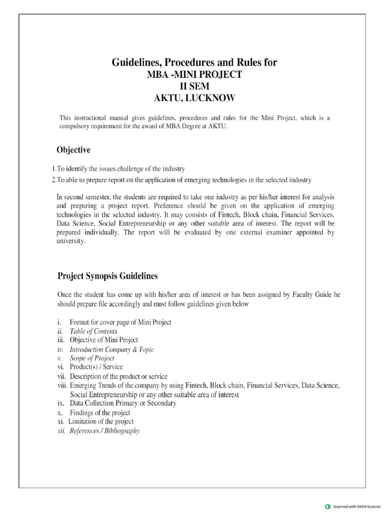 F Mini Project Guidelines | PDF