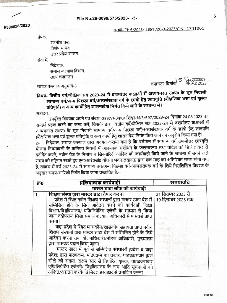 Postmatric Time Table Gen Obc Min 15 September | PDF