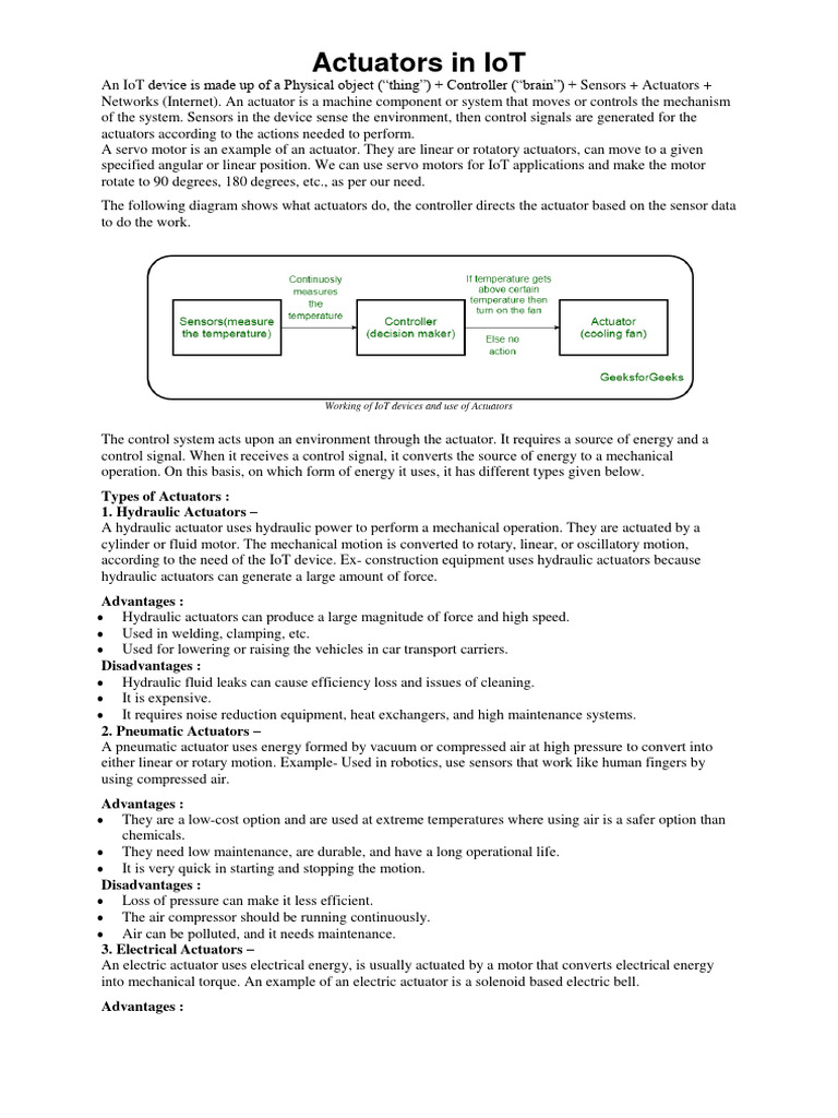 Actuators in IoT | PDF | Actuator | Machines