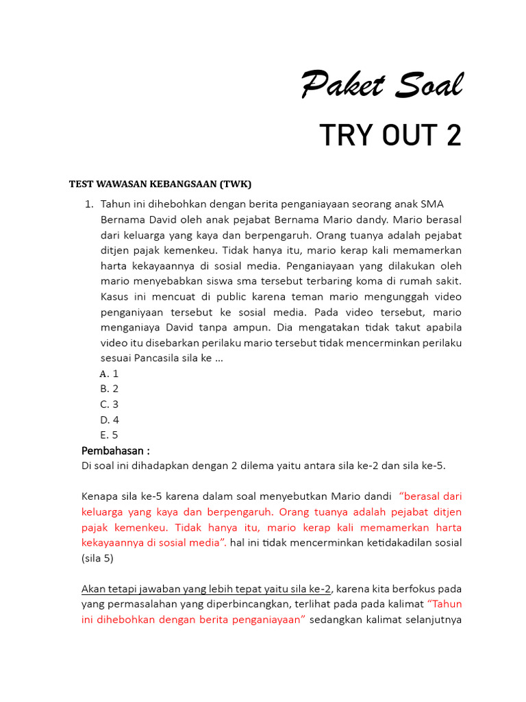 Paket Soal Tryout 2 | PDF