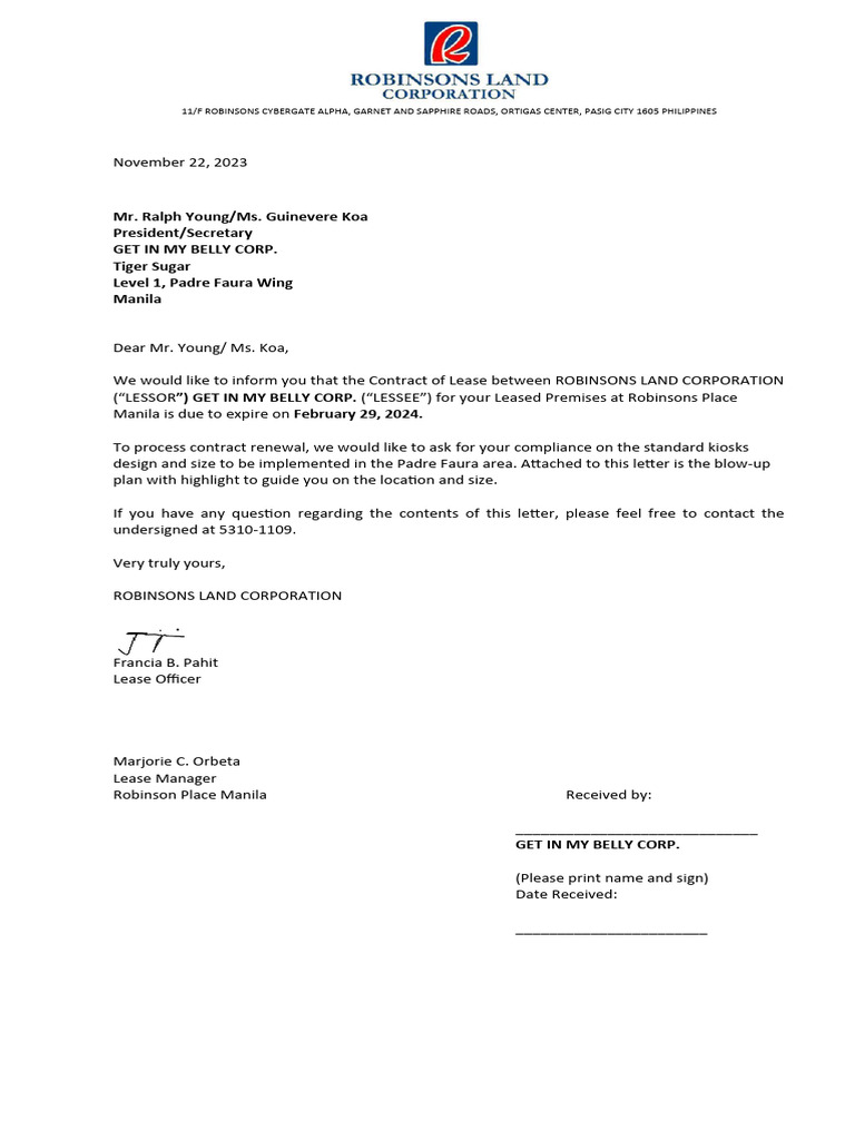 Letter For Downsizing | PDF | Law