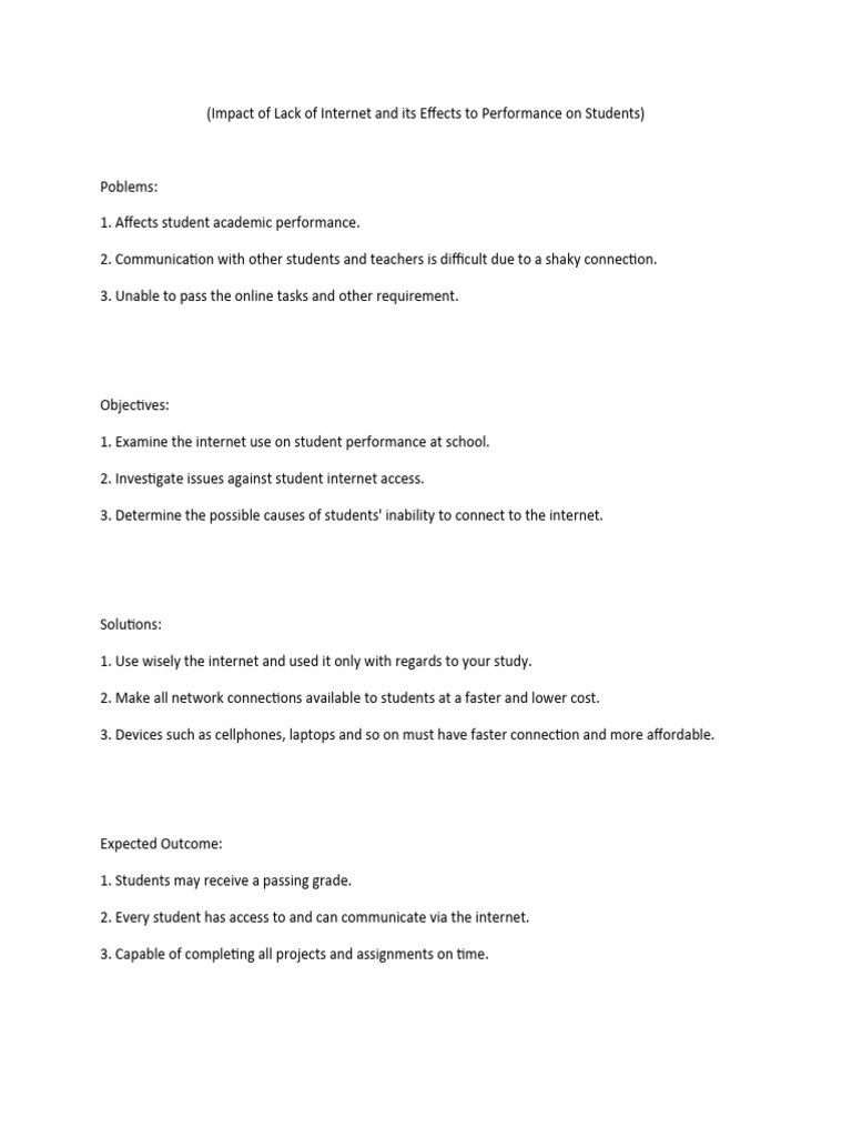 Impact of Lack on Internet Connection | PDF