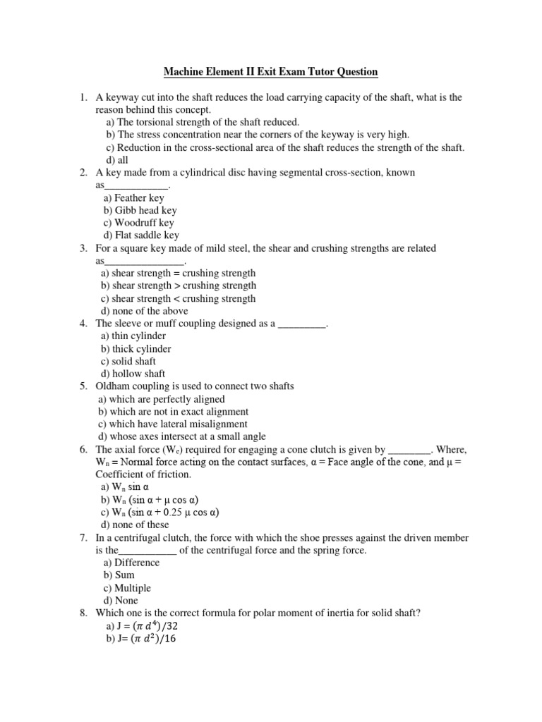 Machine Element II Tutor | PDF