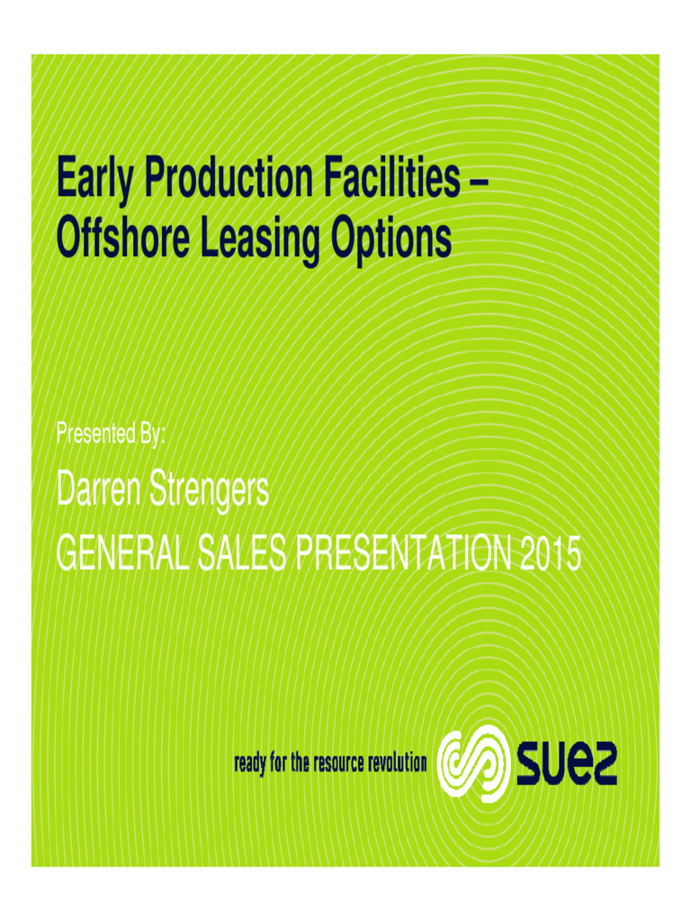 Early Production Facility Solutions Overview | PDF
