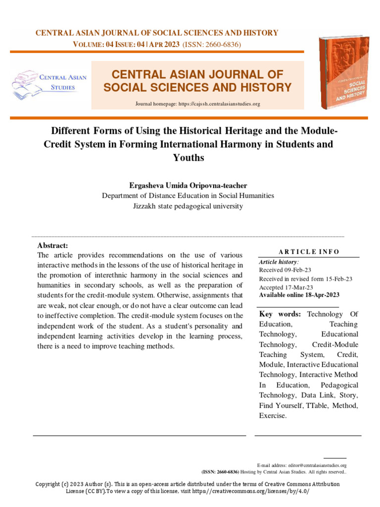 Different Forms of Using The Historical Heritage and The Module-Credit ...